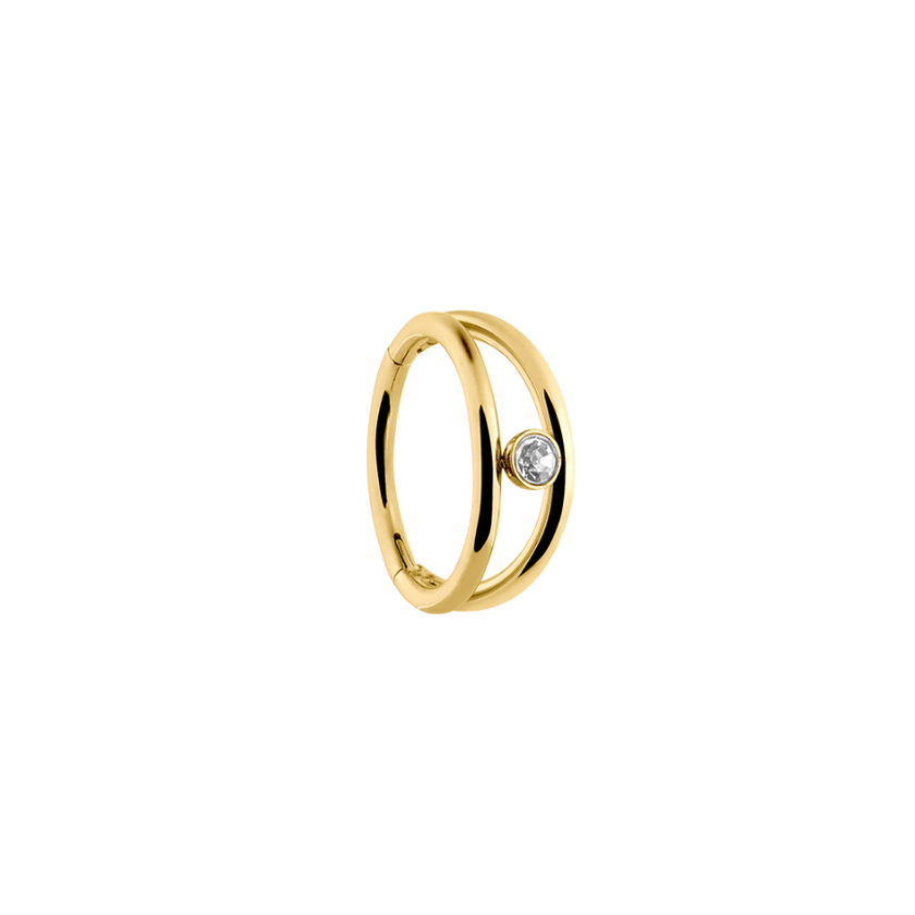 Double Ring Stone Clicker Piercing Gold – HI-LIFE