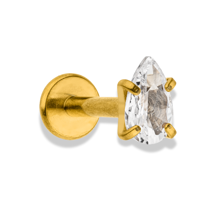Teardrop Labret Ohr Piercing 18K Vergoldet – HI-LIFE